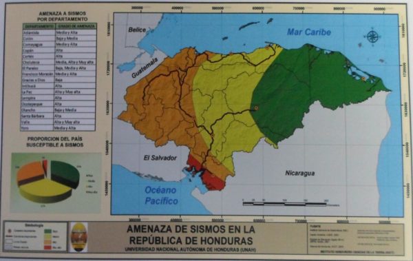 Mapa de fallas geológicas de Honduras - Mapa de Honduras